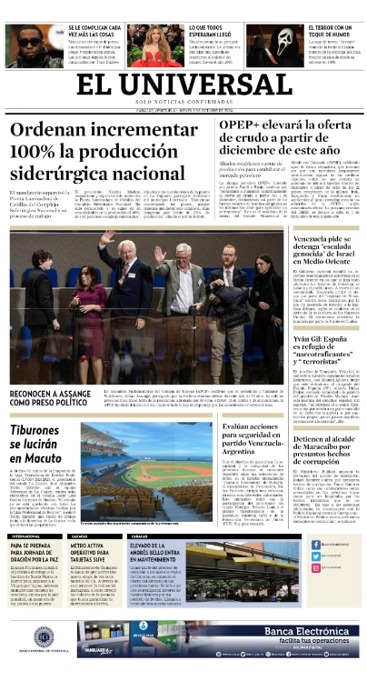 Portadas de El Universal y Notitarde 3 de octubre de 2024