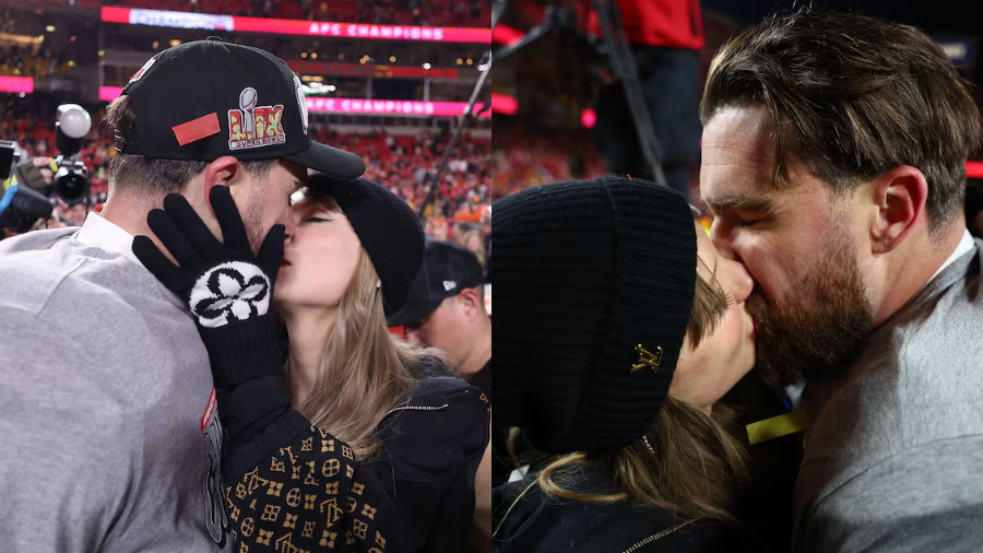 (+Fotos) El apasionado beso de Taylor Swift y Travis Kelce para celebrar el pase a la Superbowl