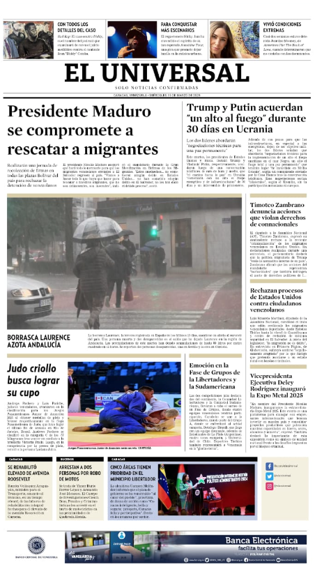 Portadas El Universal y Notitarde 19 de marzo 2025