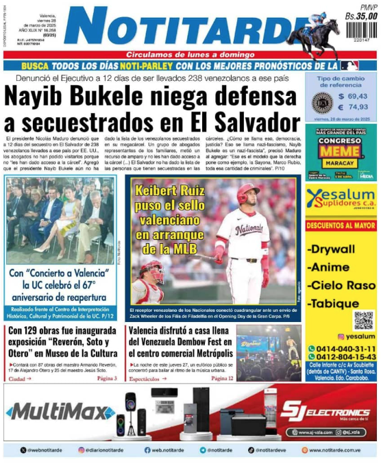 Portada El Universal y Notitarde 28 de marzo 2025