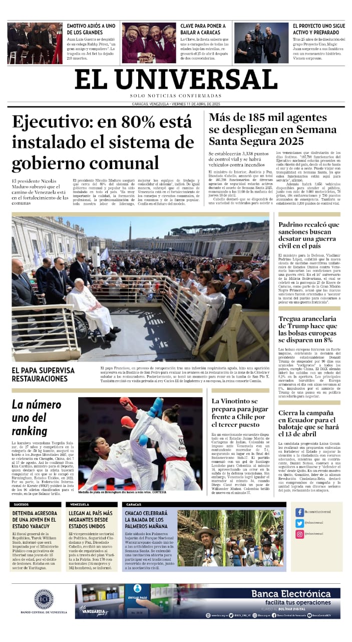 Portadas: El Universal - Notitarde