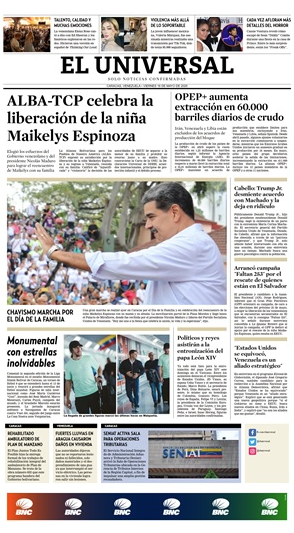 Portadas El Universal y Notitarde 16 de mayo 2025