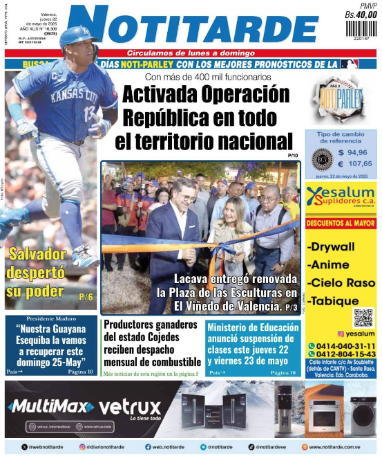 Portadas El Universal y Notitarde 22 de mayo 2025