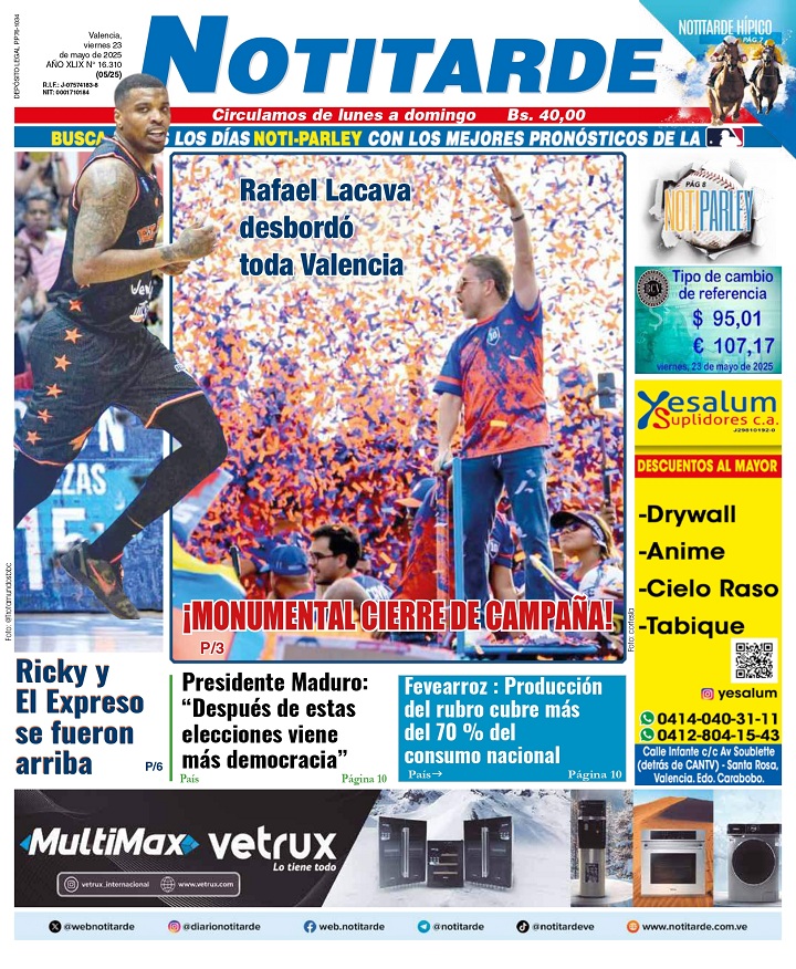 Portadas de El Universal y Notitarde - 23 de mayo