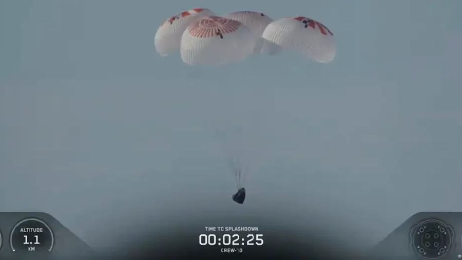 Tras cinco meses, la misión Crew-10 retorna a la Tierra