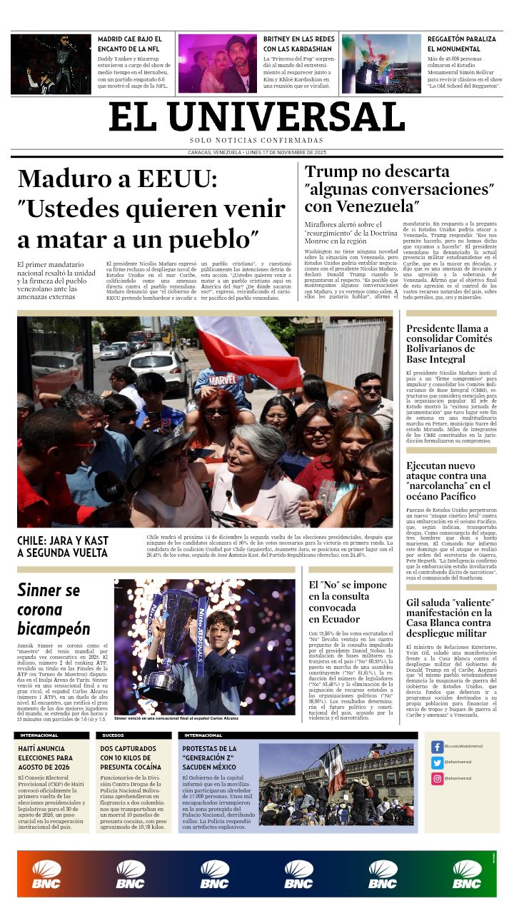 Portadas El Universal y Notitarde