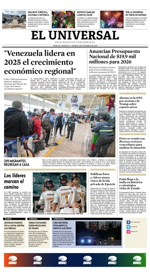Portadas El Universal y Notitarde 5 de diciembre 2025