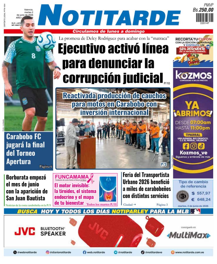 Portada digital Notitarde y El Universal